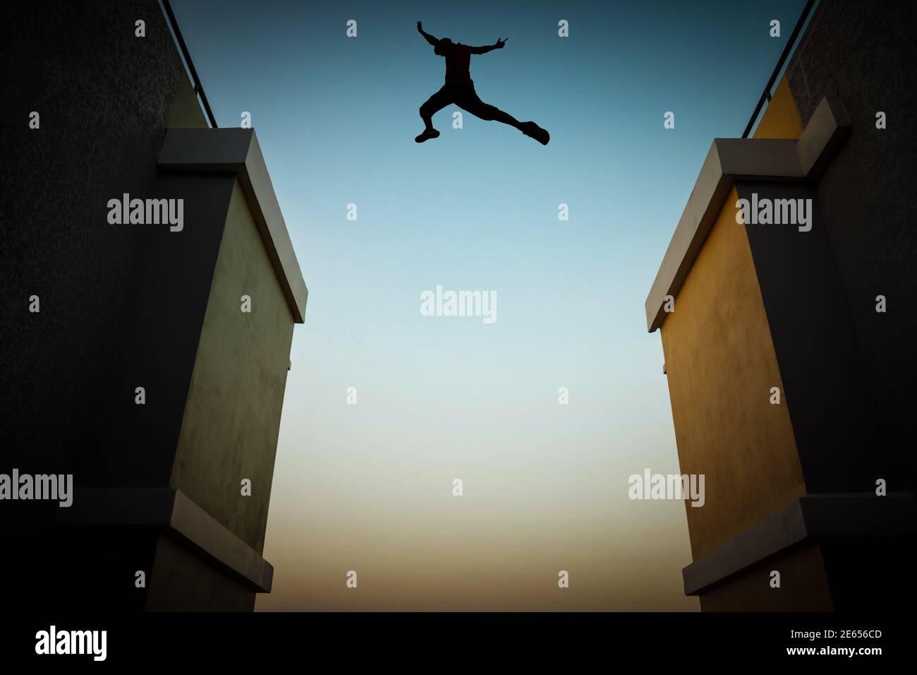 Man jumping over barrier hi-res stock photography and images - Alamy