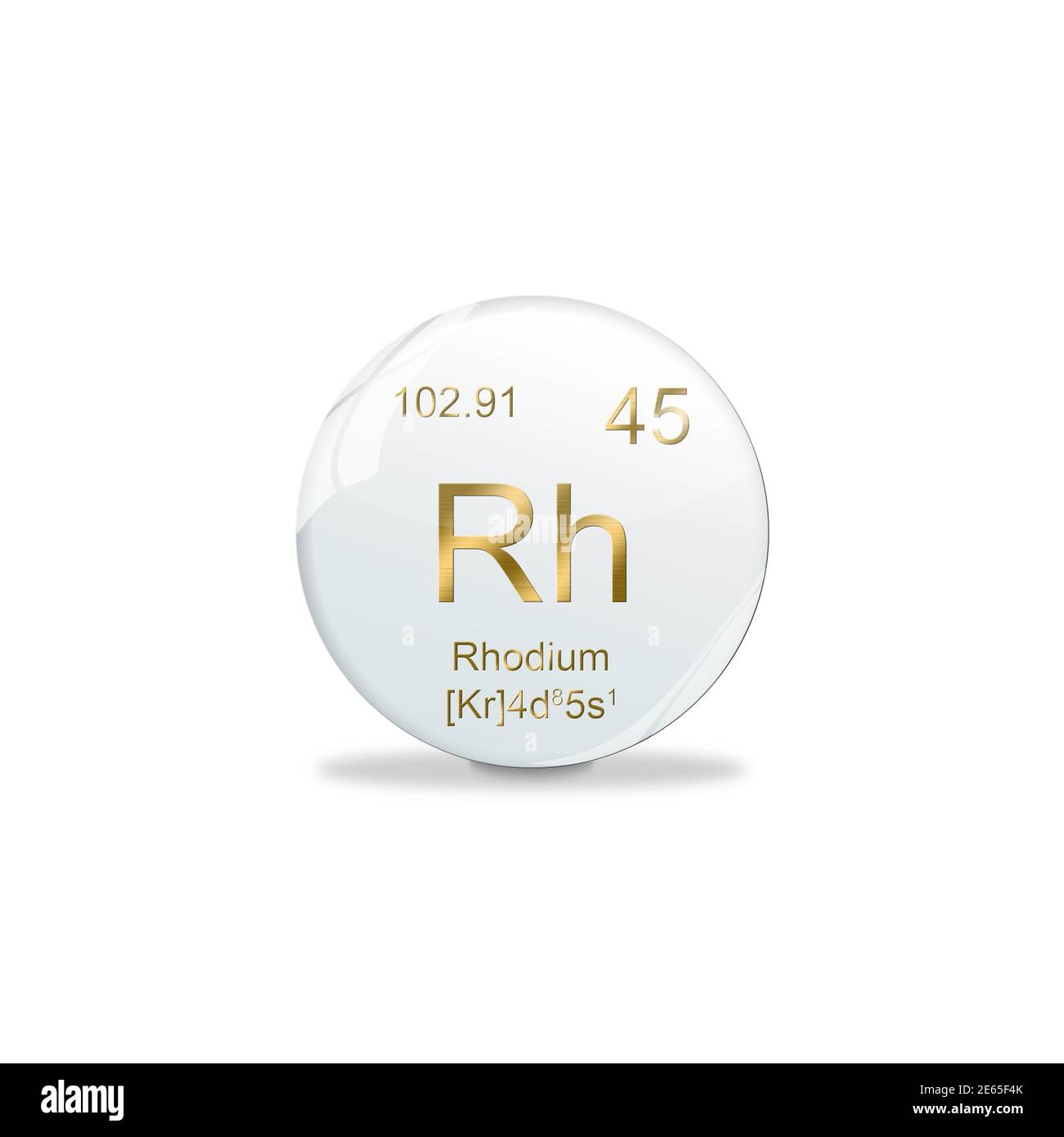 3D-Illustration, Rhodium symbol - Rh. Element of the periodic table on ...