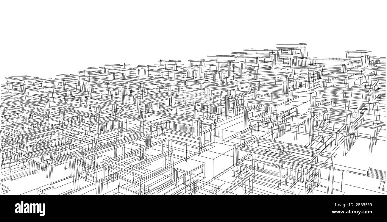 Abstract architectral drawing sketch,Illustration Stock Photo - Alamy