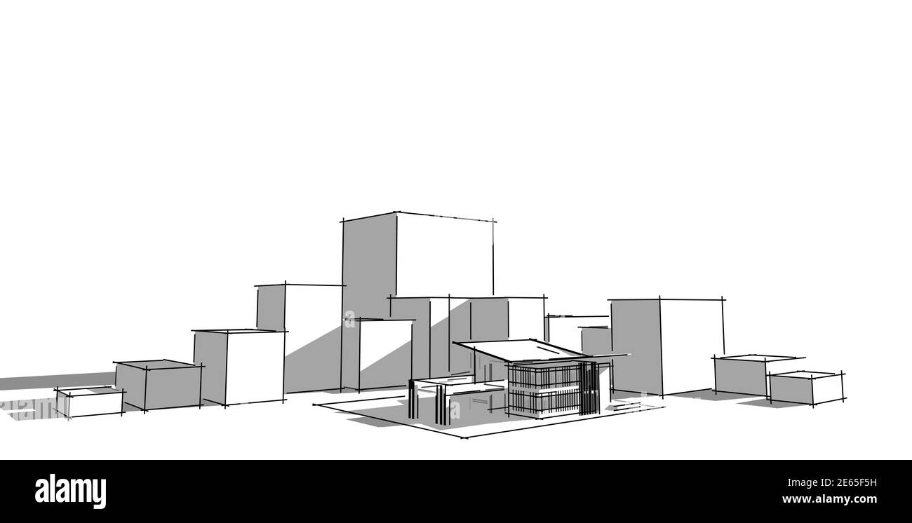 Abstract architectral drawing sketch,Illustration Stock Photo - Alamy