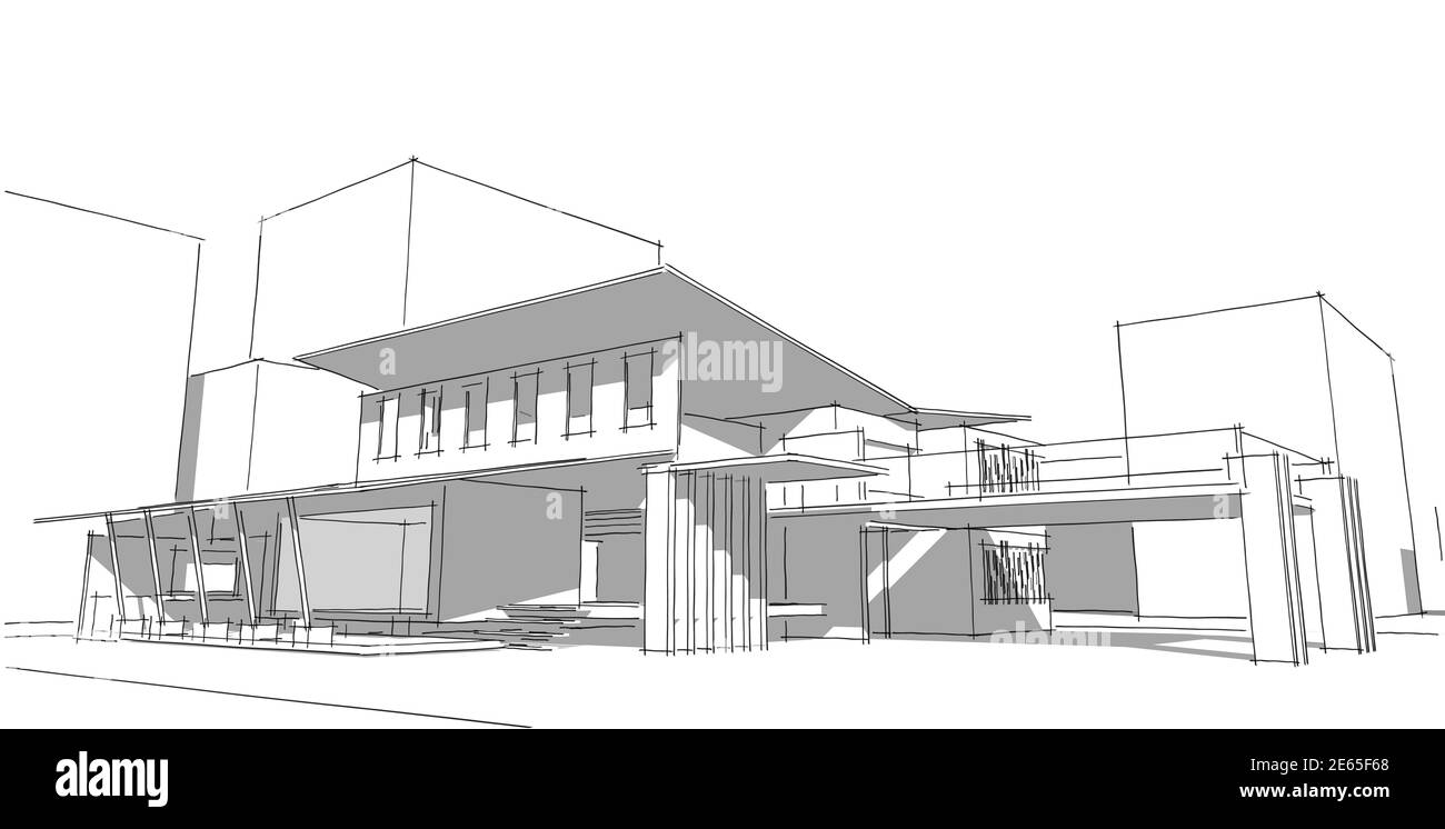 Abstract architectral drawing sketch,Illustration Stock Photo - Alamy