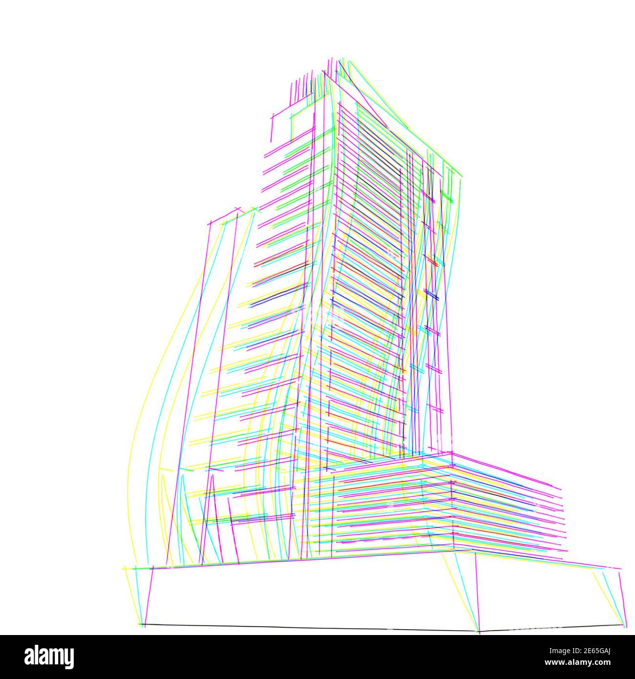 Abstract glitch architectural drawing sketch,Illustration Stock Photo ...