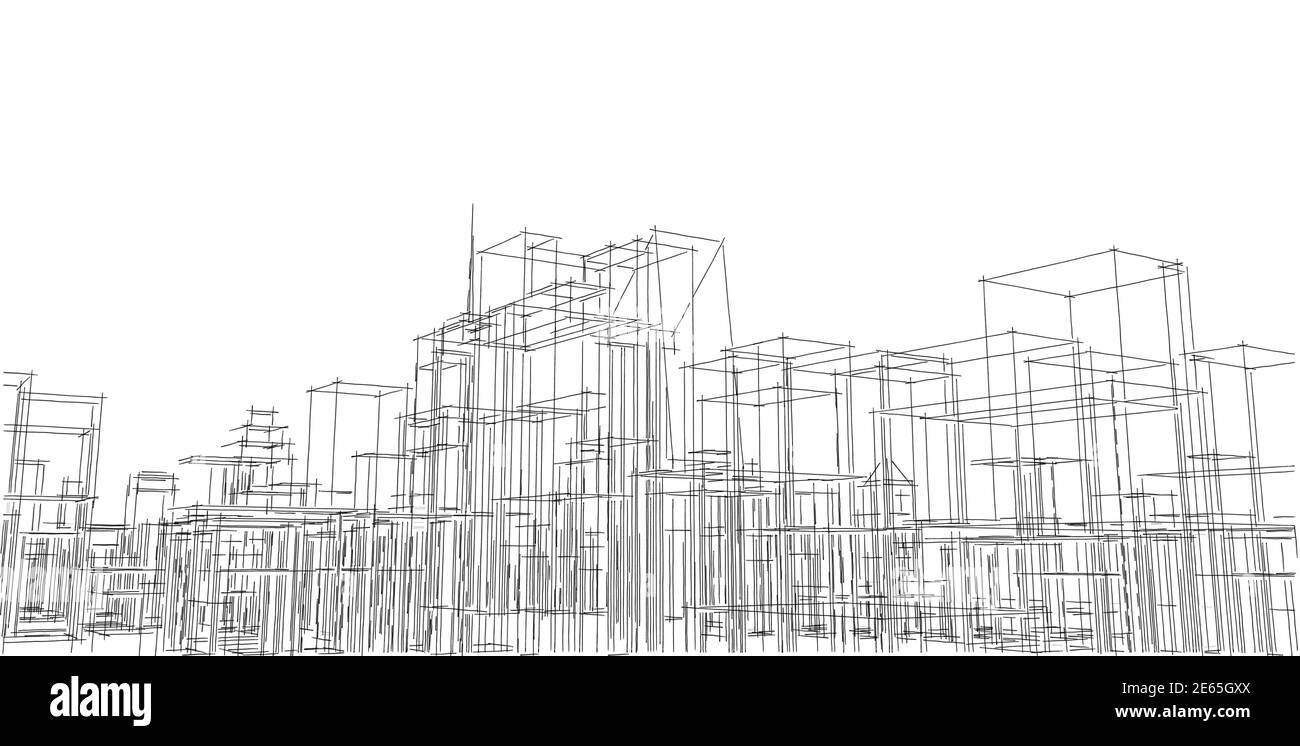 Abstract architectral drawing sketch,Illustration Stock Photo - Alamy