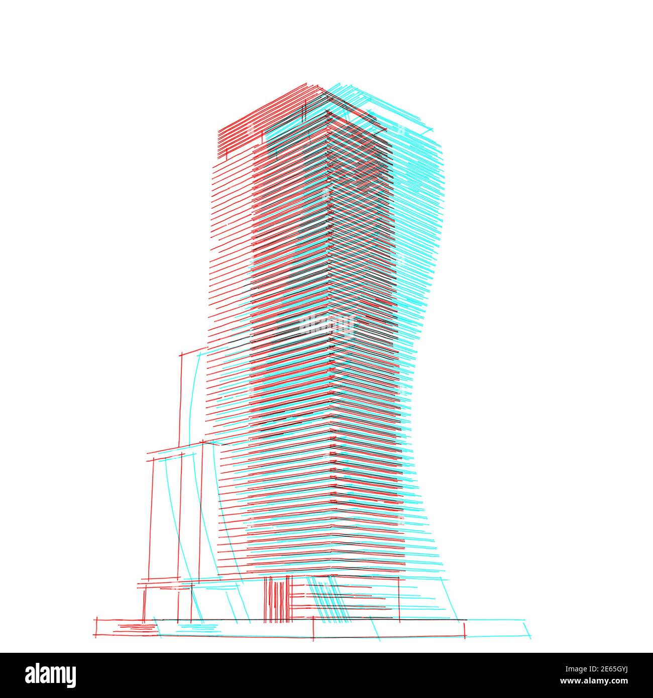 Abstract glitch architectural drawing sketch,Illustration Stock Photo ...