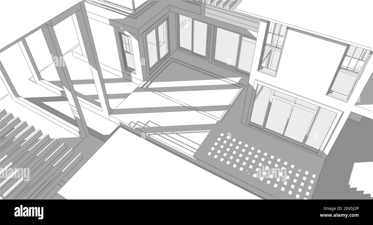 Abstract architectural drawing sketch,Illustration Stock Photo - Alamy