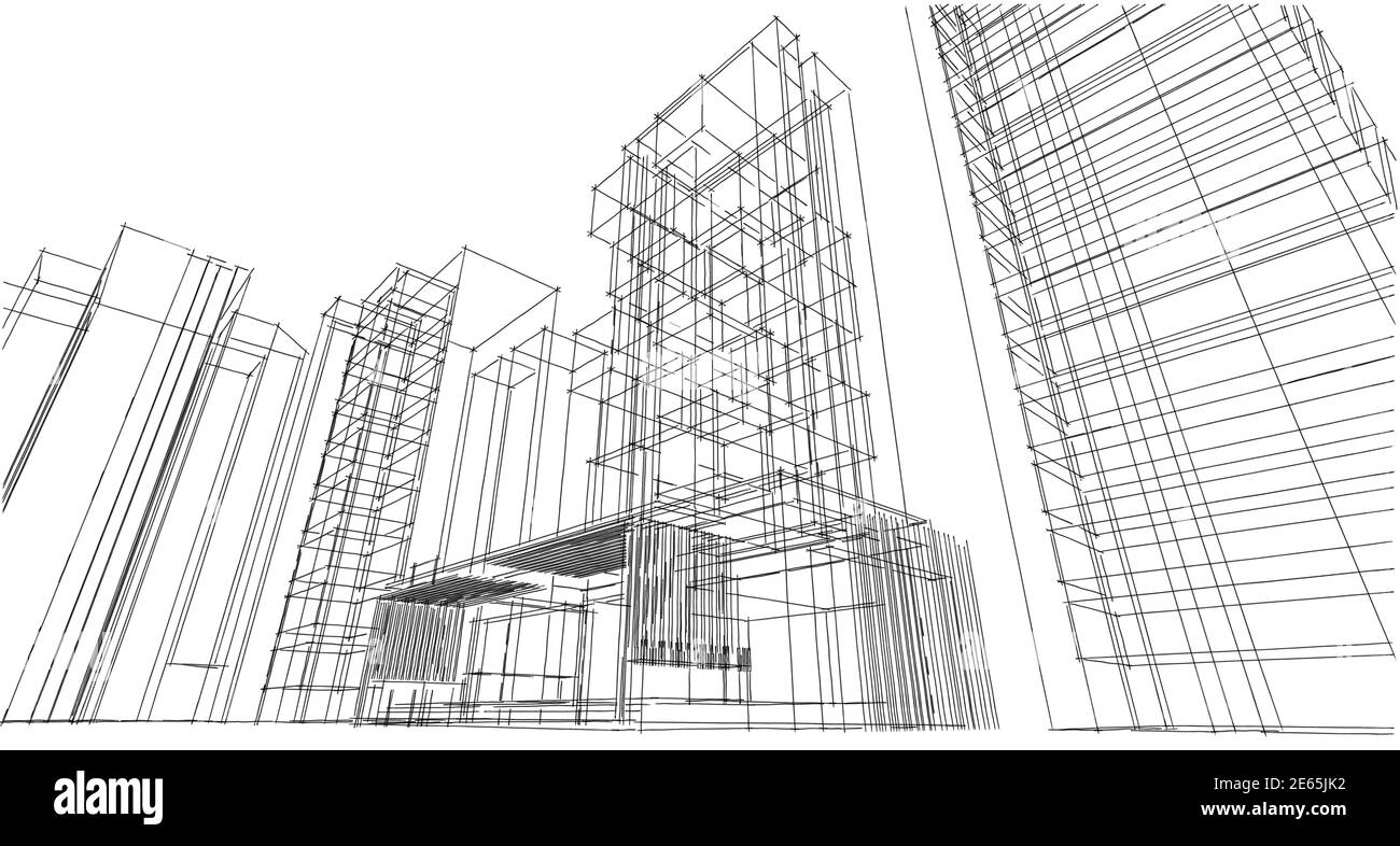 Abstract architectural drawing sketch,Illustration Stock Photo - Alamy