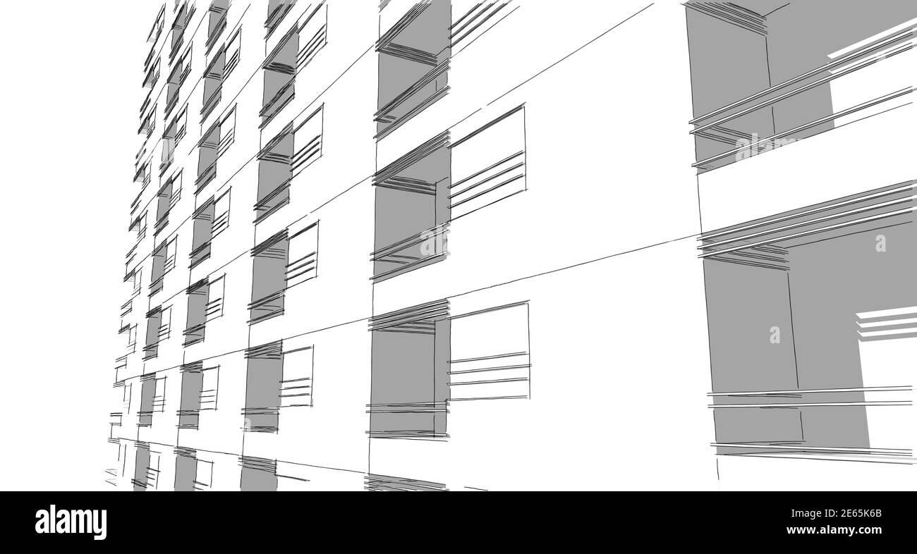 Abstract architectural drawing sketch,Illustration Stock Photo - Alamy