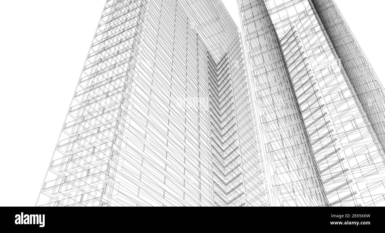 Abstract sketch, Architectural ,Construction ,Wireframe Stock Photo - Alamy