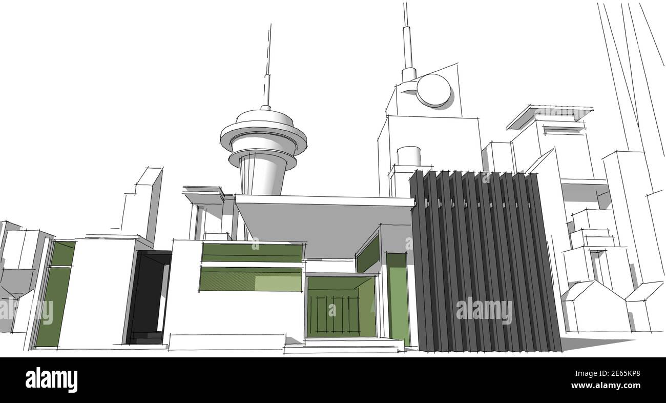 Abstract architectural drawing sketch,Illustration Stock Photo - Alamy