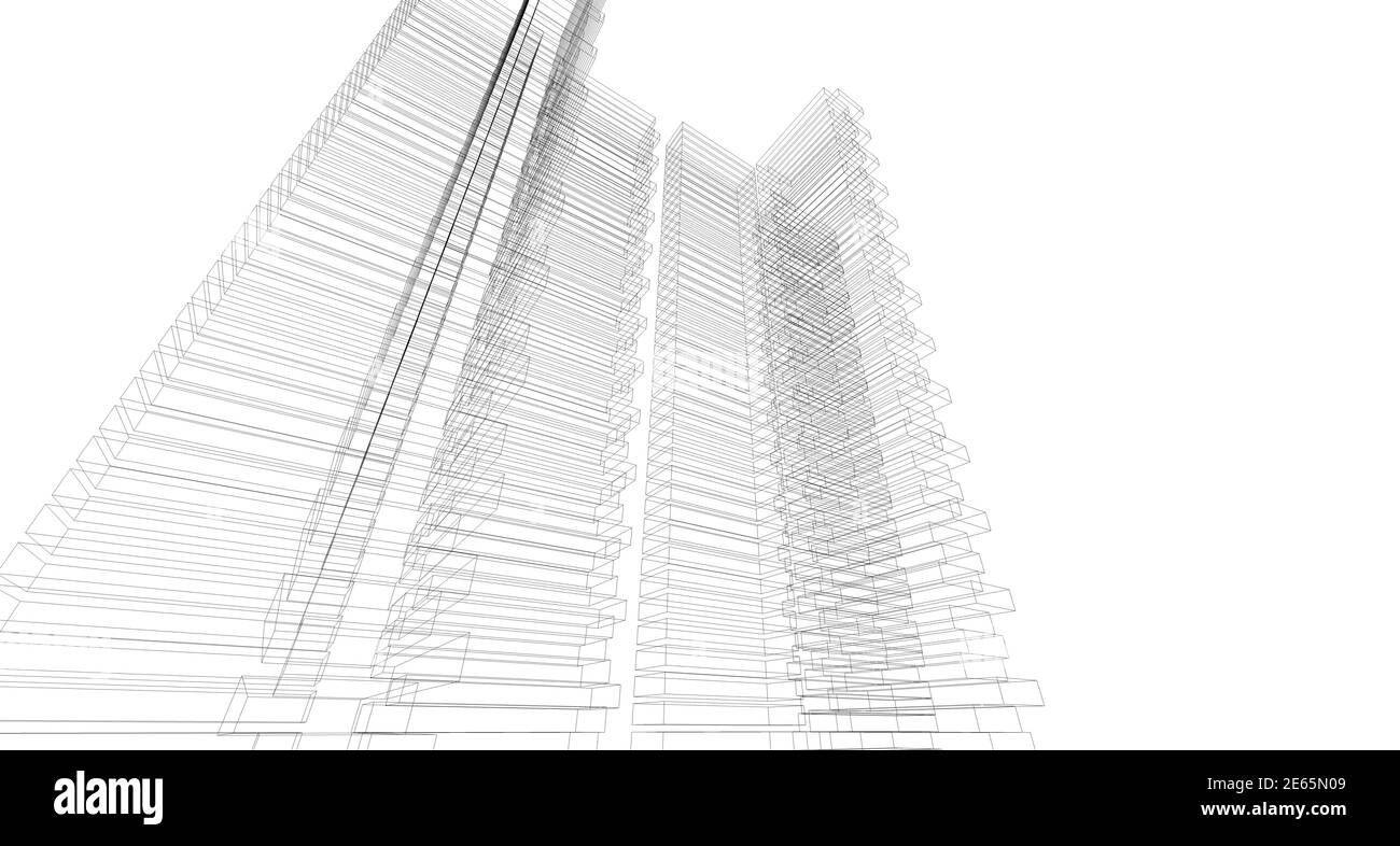Abstract sketch, Architectural ,Construction ,Wireframe Stock Photo - Alamy
