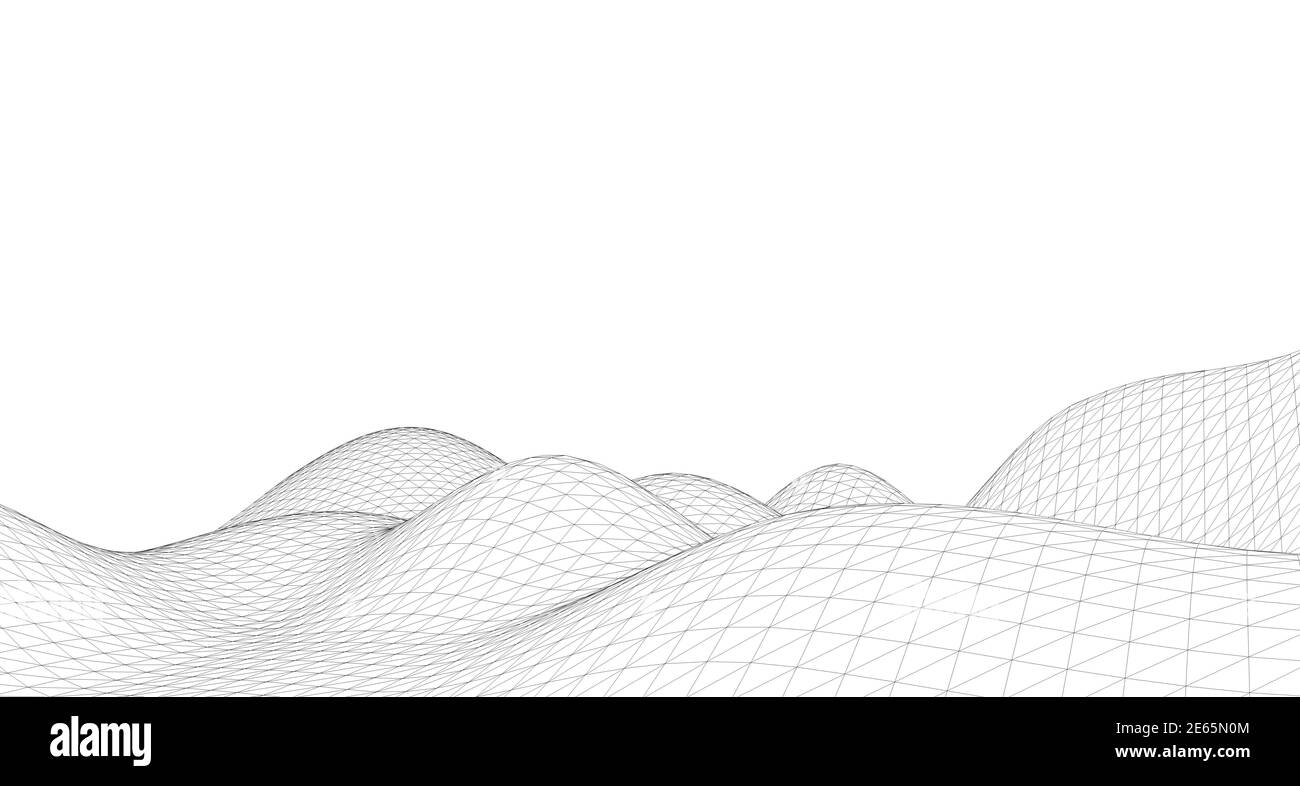 Abstract terrain wireframe landscape background Stock Photo - Alamy