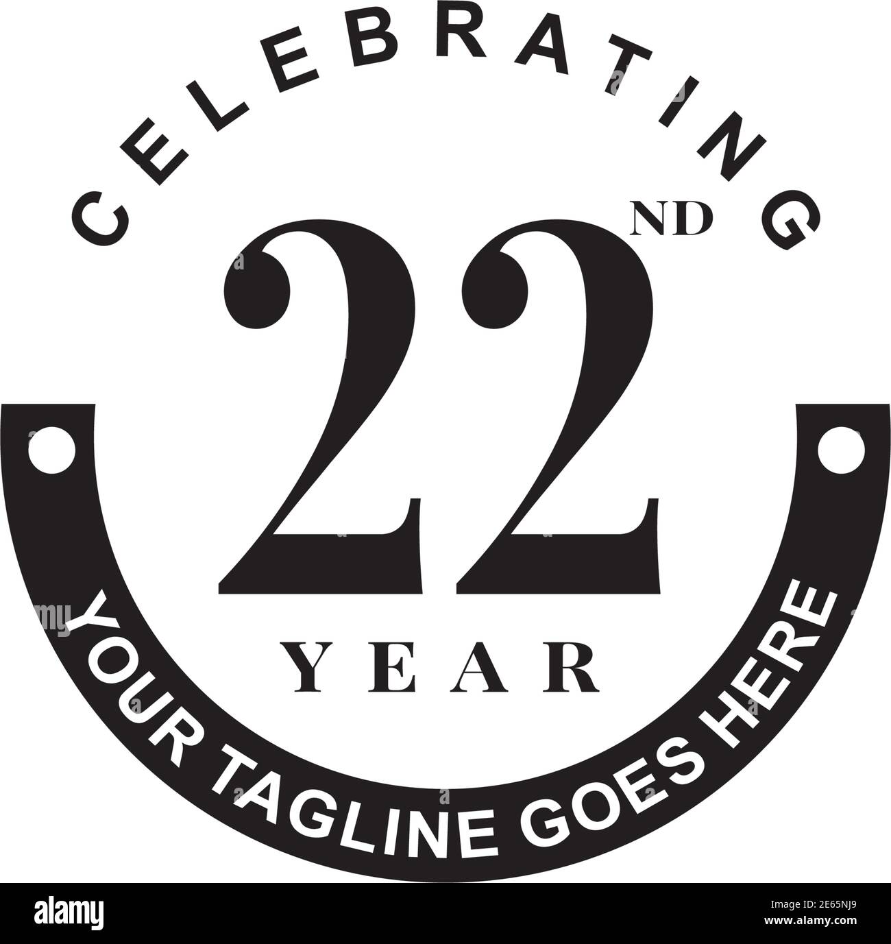 22nd year anniversary logo design vector template Stock Vector Image ...