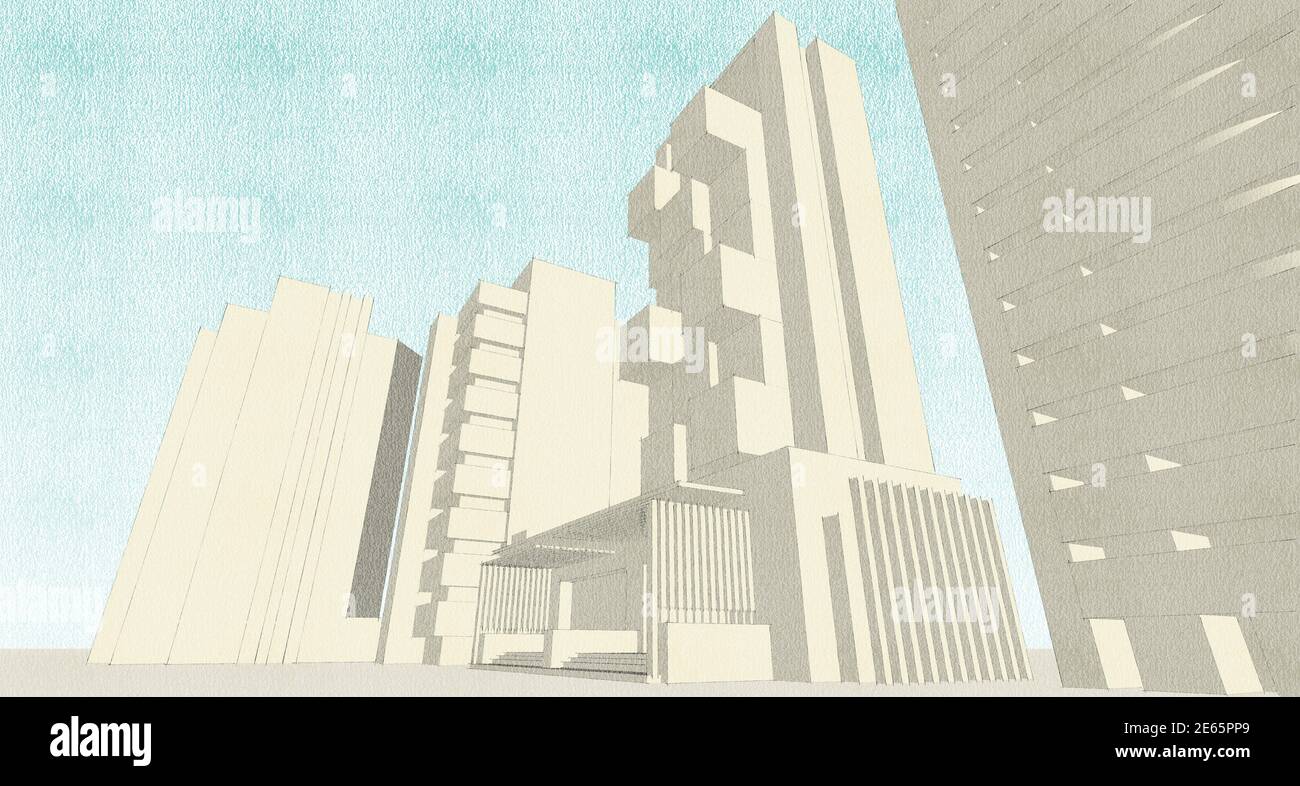 Abstract architectural drawing sketch,Illustration Stock Photo - Alamy