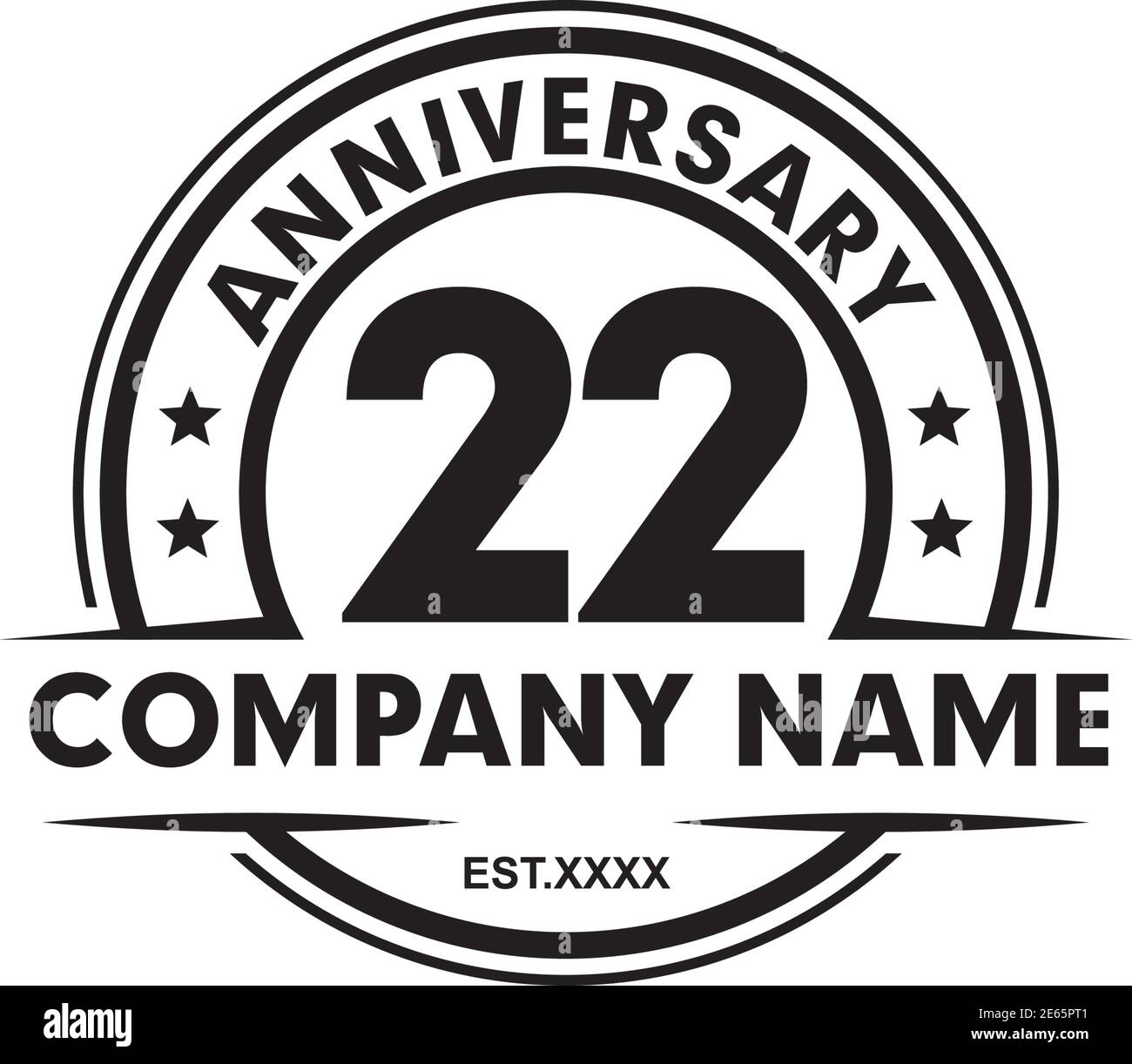 22nd year anniversary logo design vector template Stock Vector Image ...
