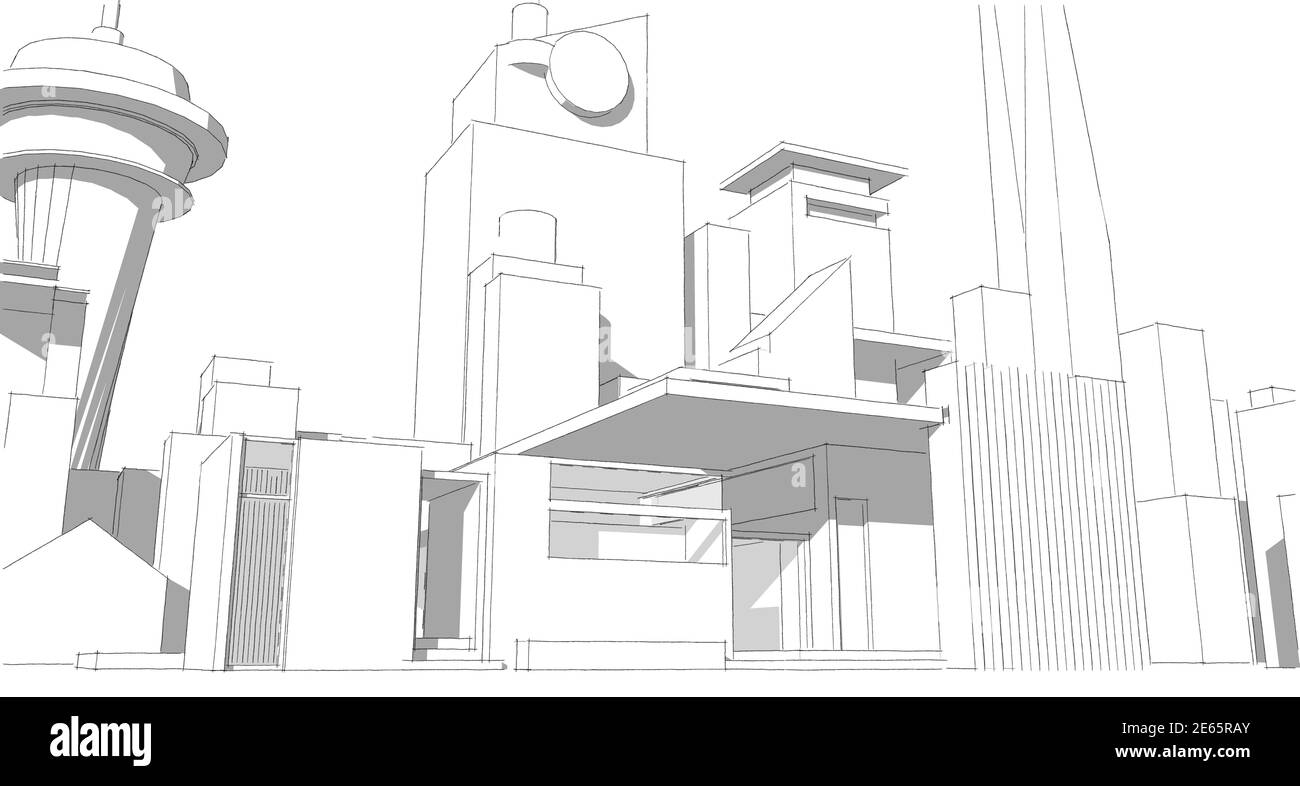 Abstract architectural drawing sketch,Illustration Stock Photo - Alamy