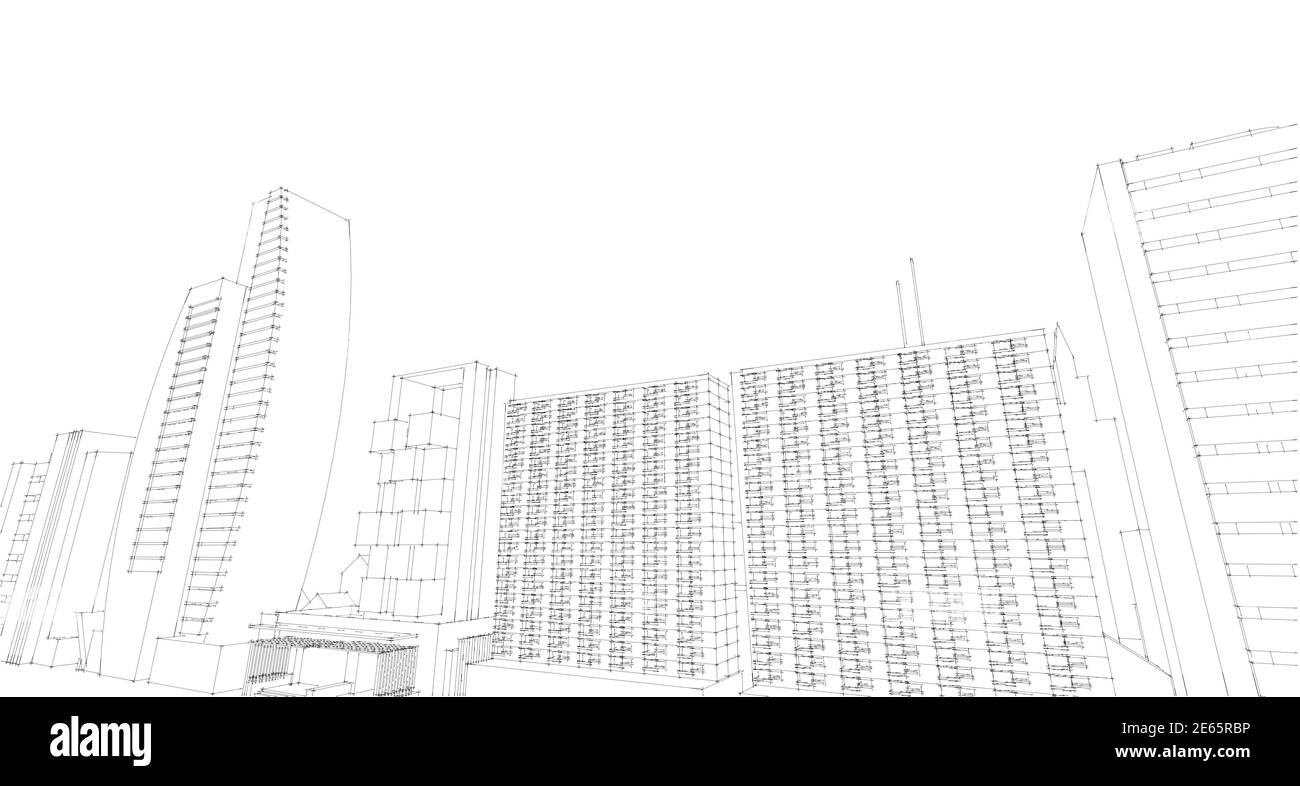 Abstract architectural drawing sketch,Illustration Stock Photo - Alamy