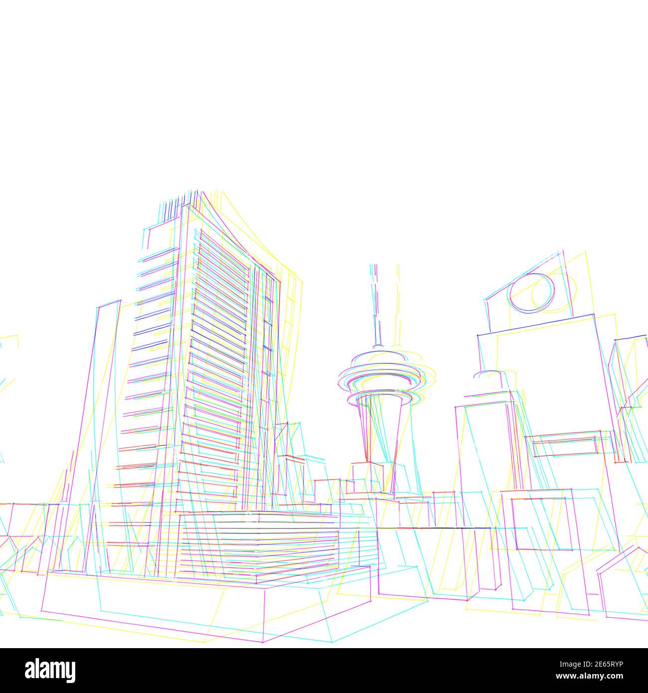 Abstract glitch architectural drawing sketch,Illustration Stock Photo ...