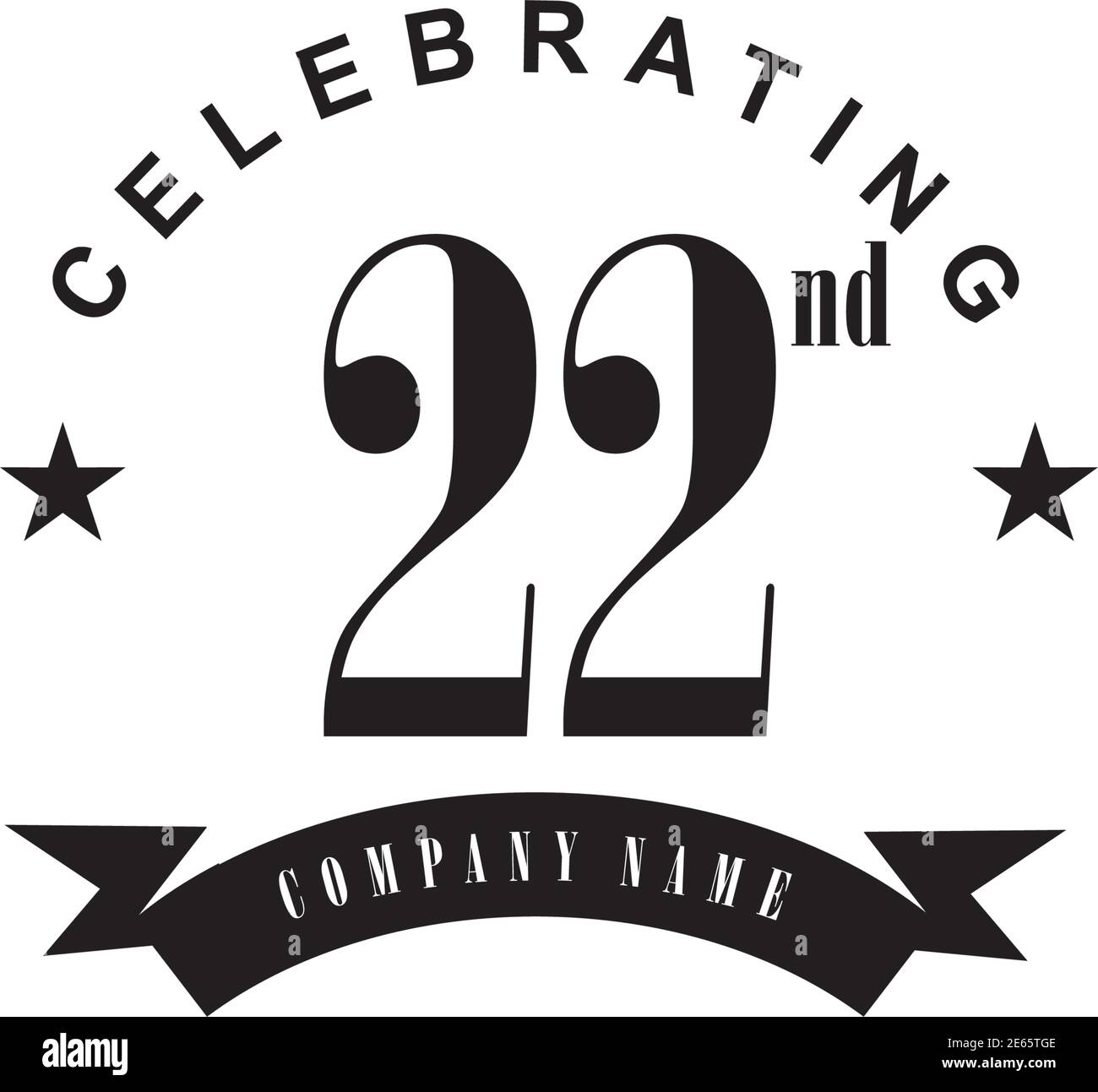 22nd year anniversary logo design vector template Stock Vector Image ...