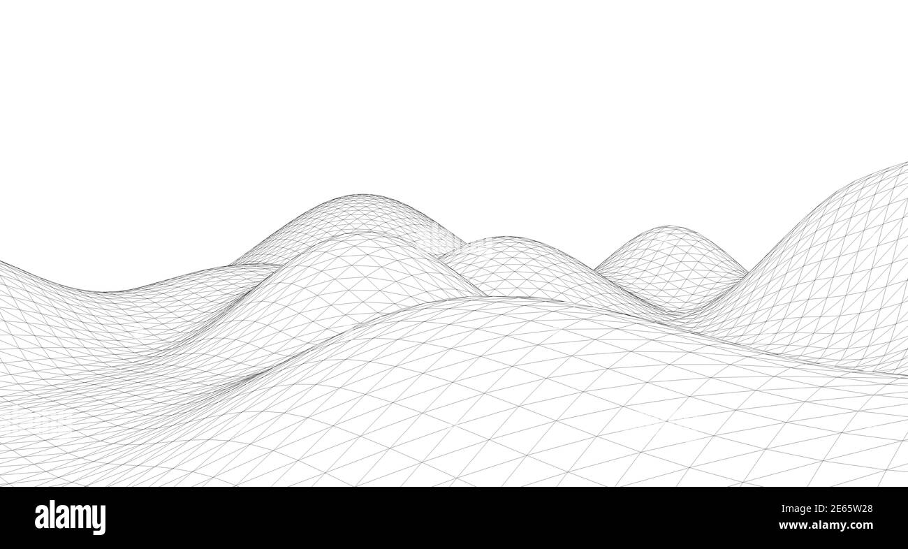 Abstract terrain wireframe landscape background Stock Photo - Alamy
