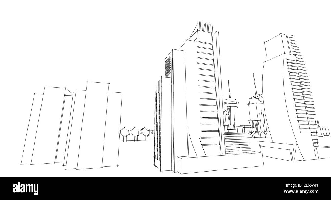 Abstract architectural drawing sketch,Illustration,City Scape Stock ...
