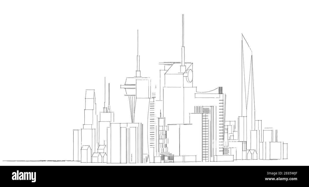 Abstract architectural drawing sketch,Illustration,City Scape Stock ...