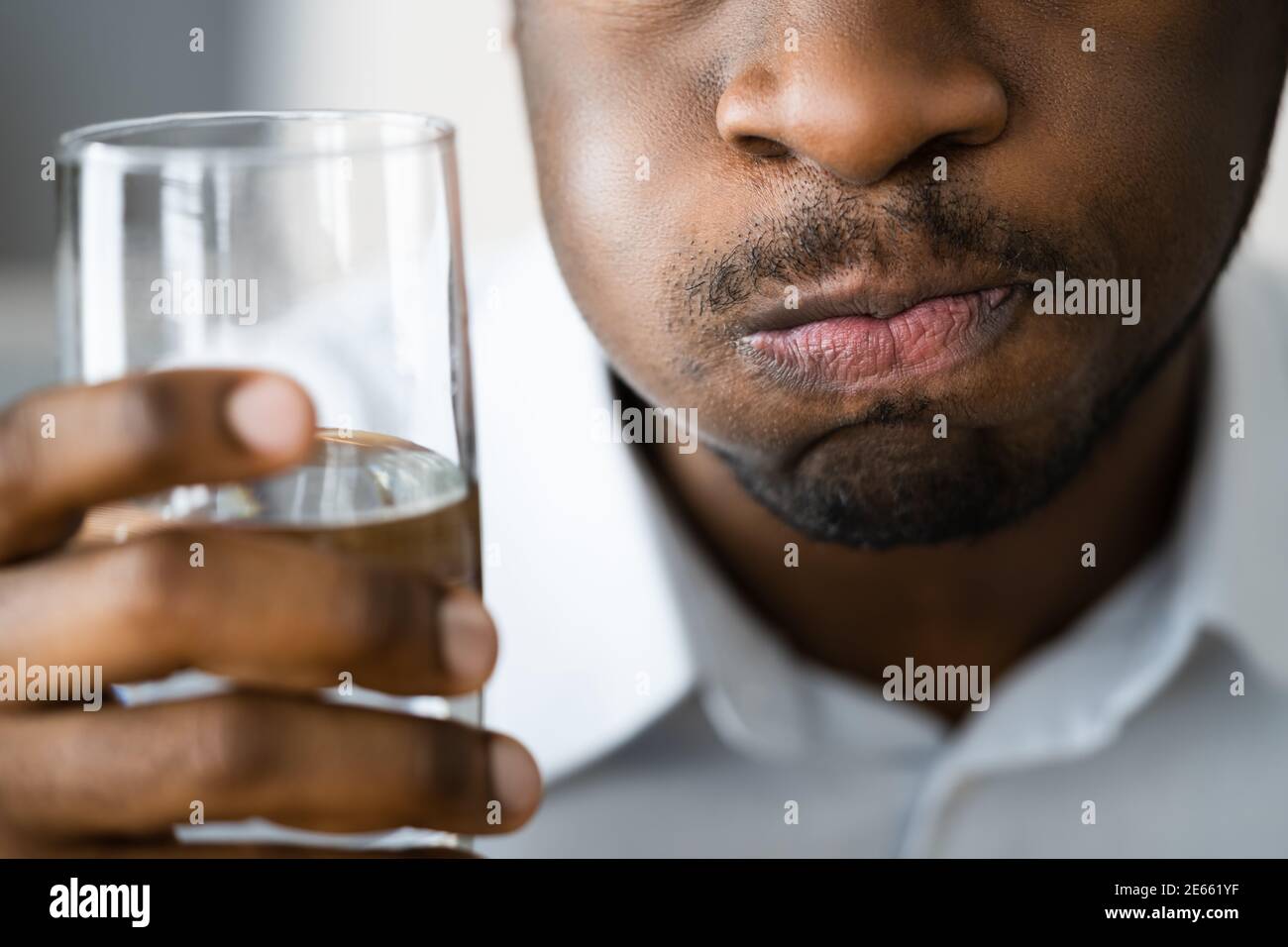 Water Mouth Gargle And Rinse. African American Man With Halitosis Stock ...