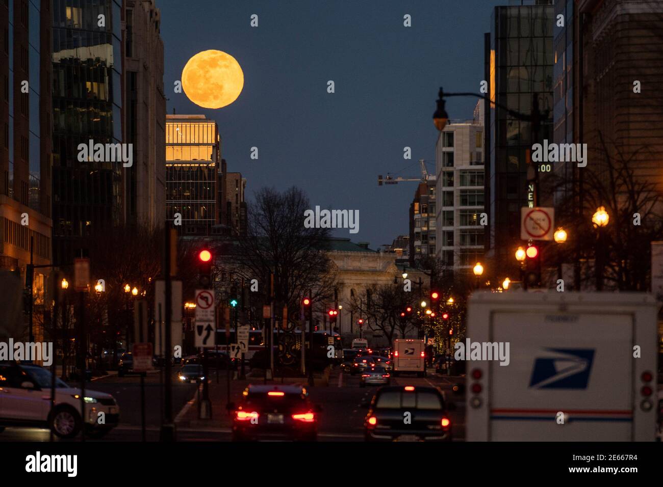 Washington, United States. 28th Jan, 2021. The full moon is seen ...