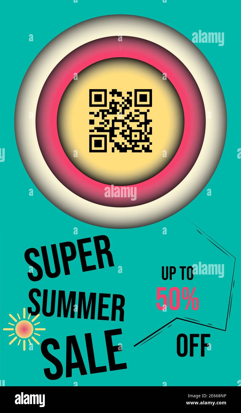 summer sale flyer with QR code for your product. Vector illustration ...