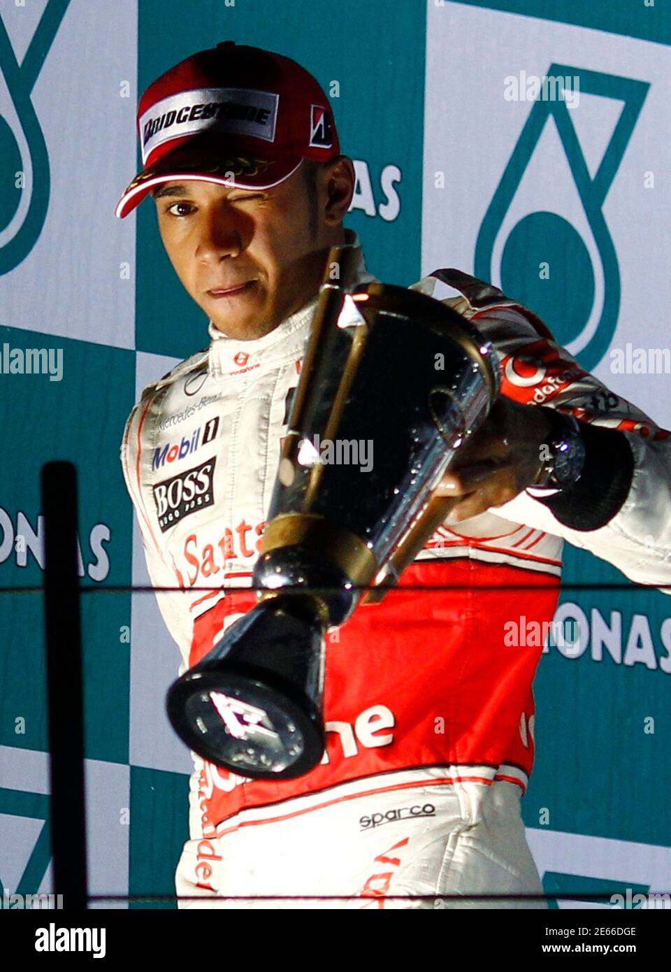 Ferrari celebrates on podium lewis hamilton hi-res stock photography ...