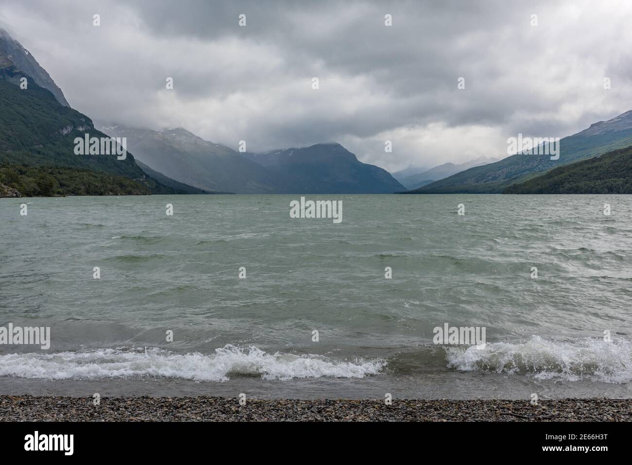 Landscape at Lake Acigami in Tierra del Fuego National Park, Argentina ...