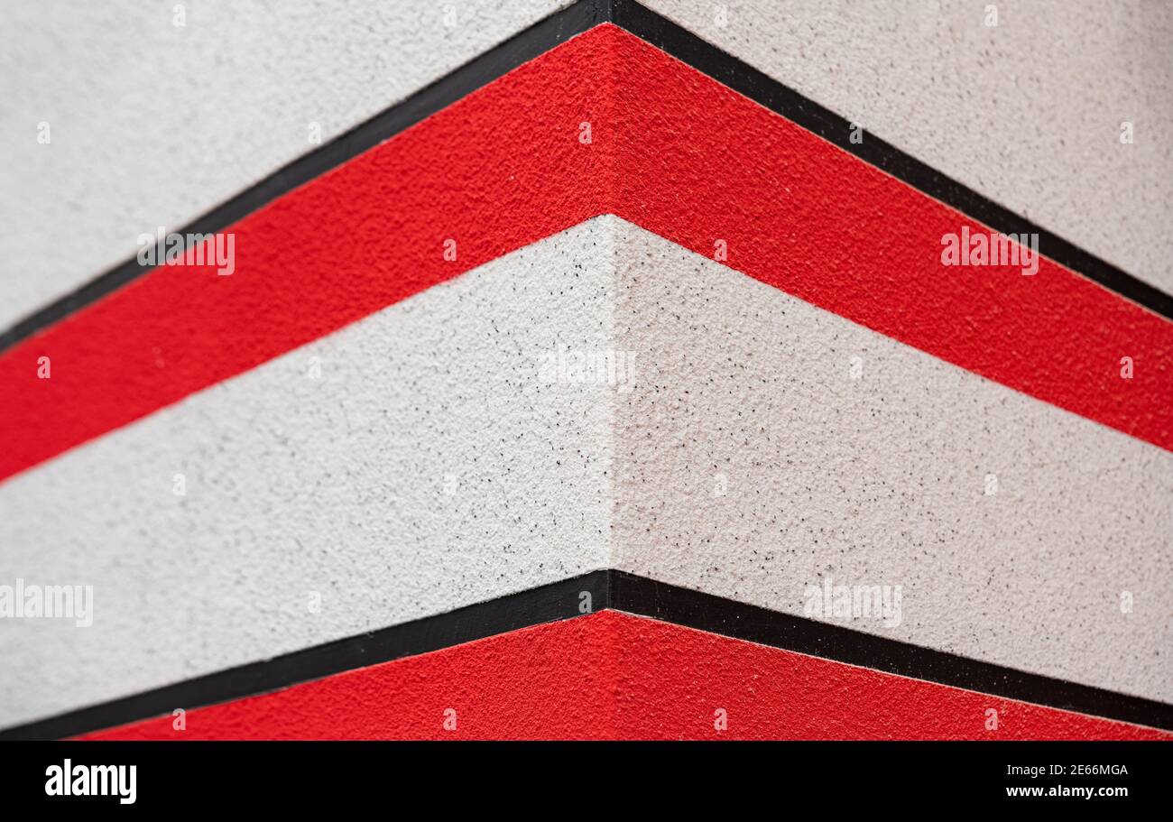 corner of a rough wall with red and white colors Stock Photo - Alamy