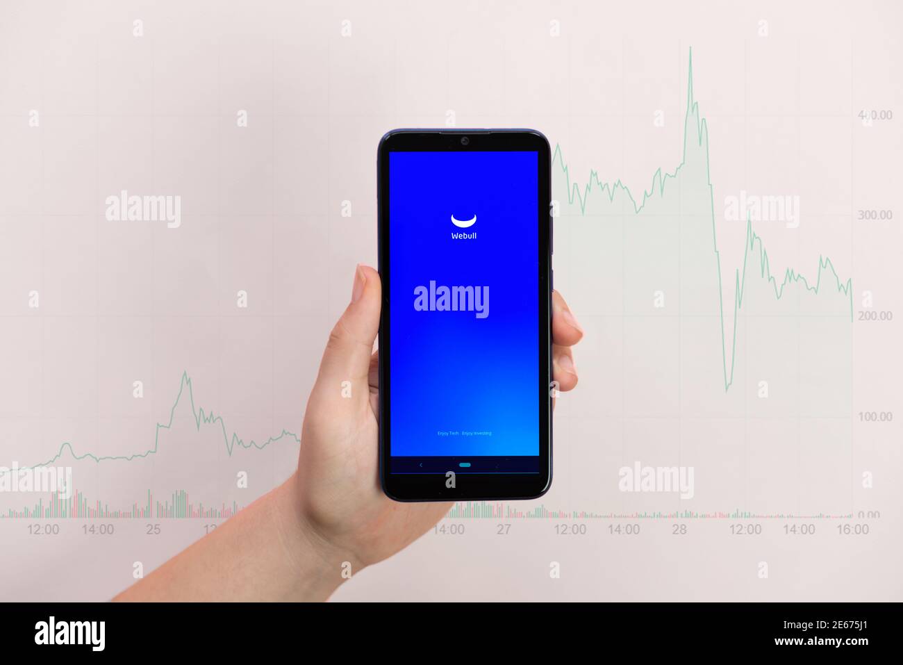 İstanbul, TR - Jan. 29 2021: Webull app and logo on phone screen ...