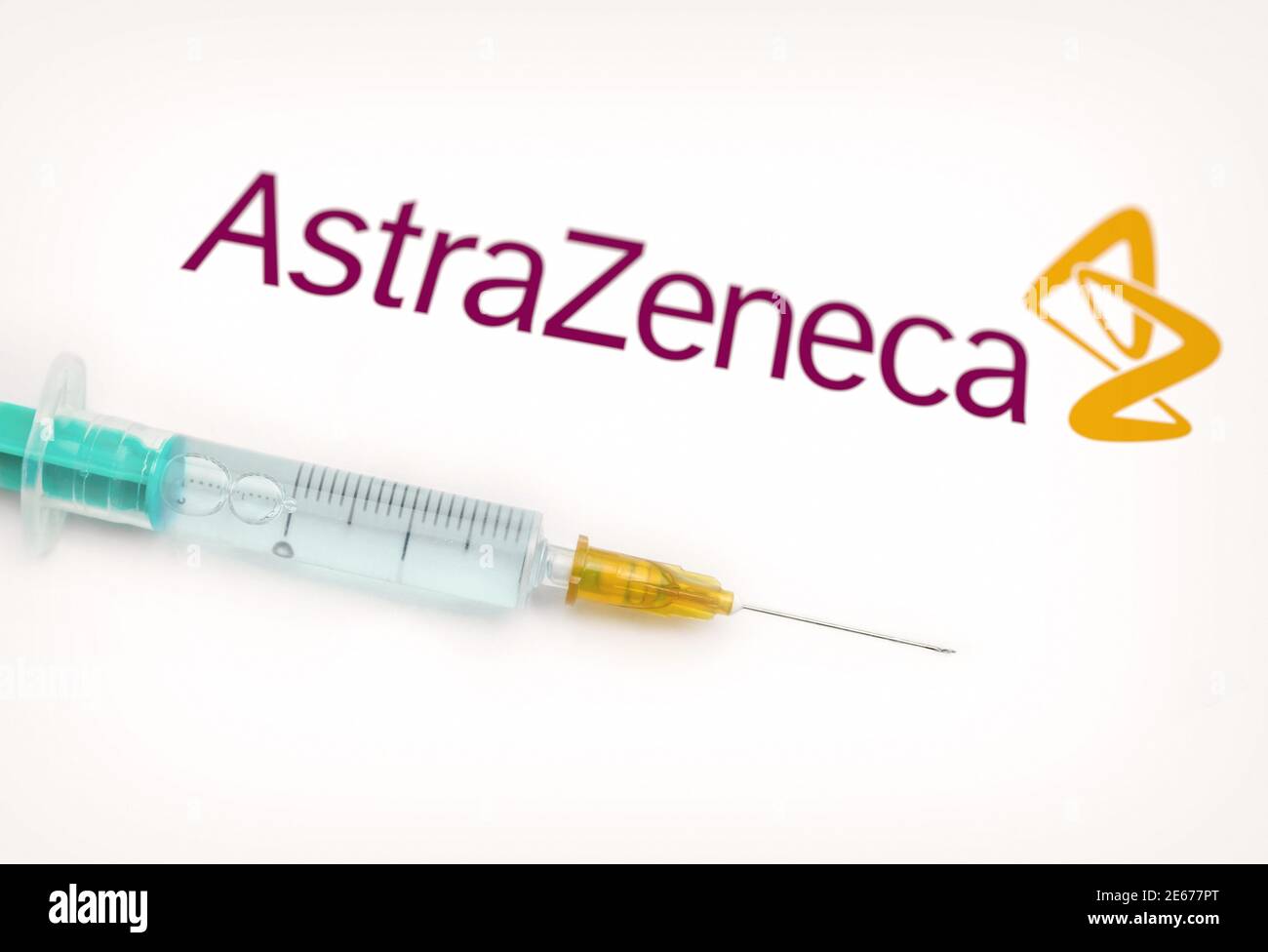 Vienna Austria Jan.28 2021, Syringe with liquid drop against the ...