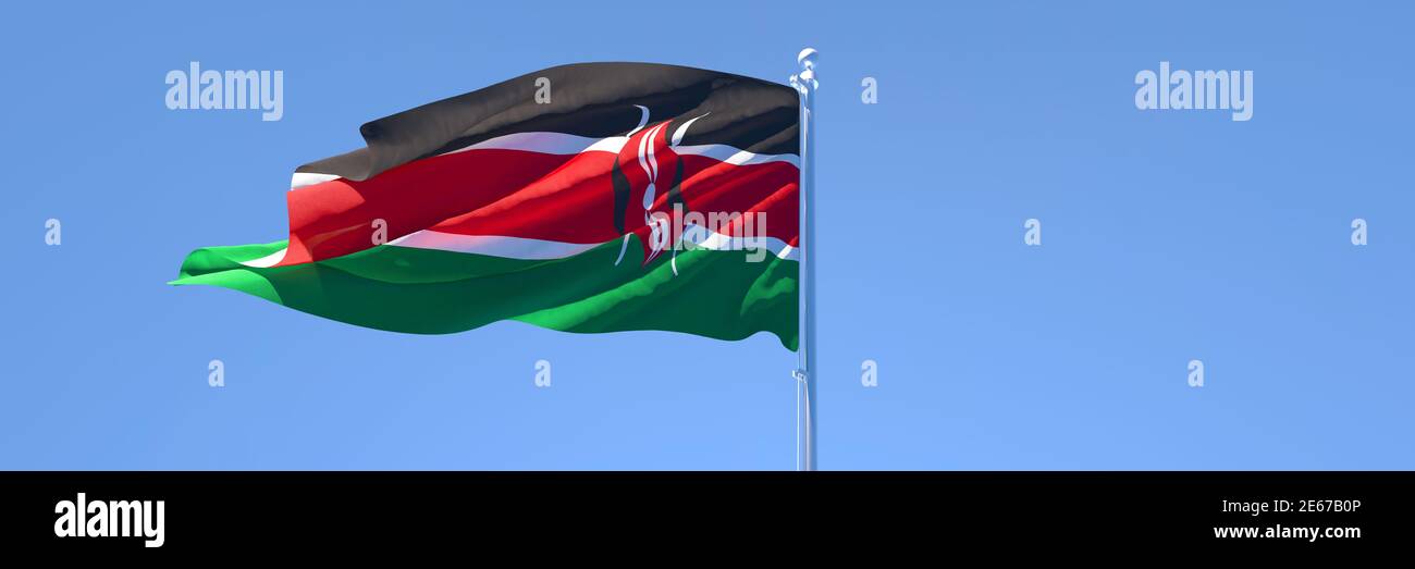 Kenya flag blowing in wind hi-res stock photography and images - Alamy