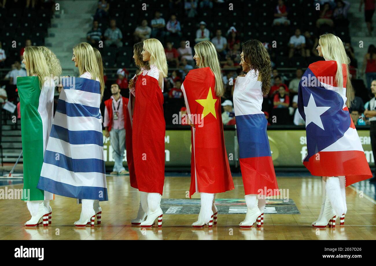 Cheerleaders perform during fiba world hi-res stock photography and ...