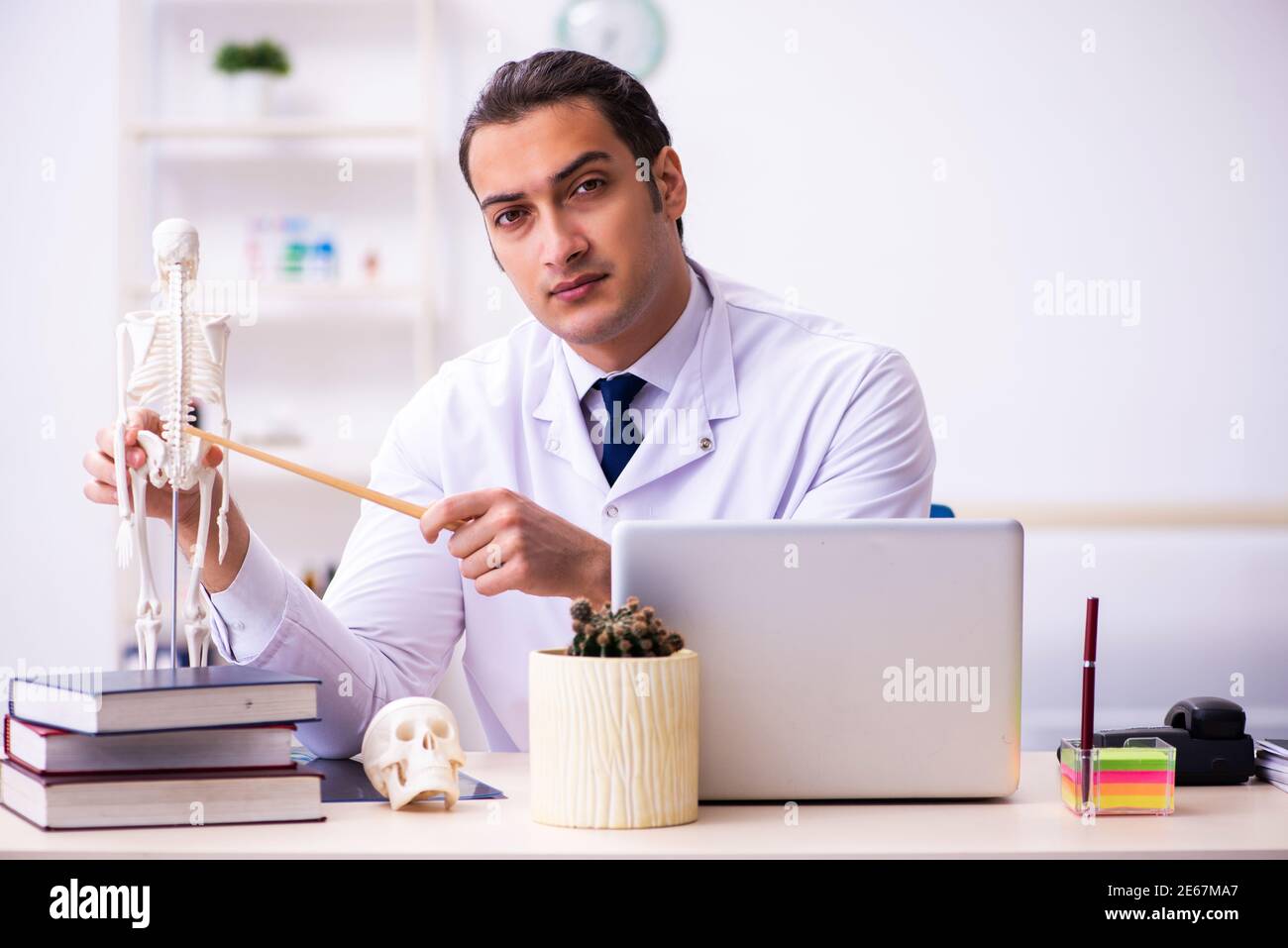 Young doctor studying human skeleton Stock Photo - Alamy