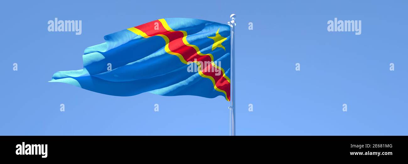 3D rendering of the national flag of Congo waving in the wind Stock ...