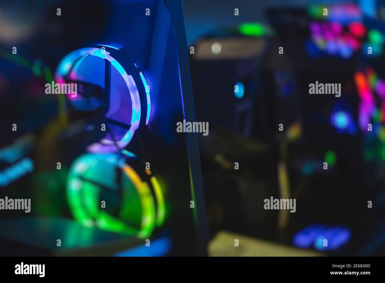 View of Gaming PC with rgb led lights, powerful high end personal ...