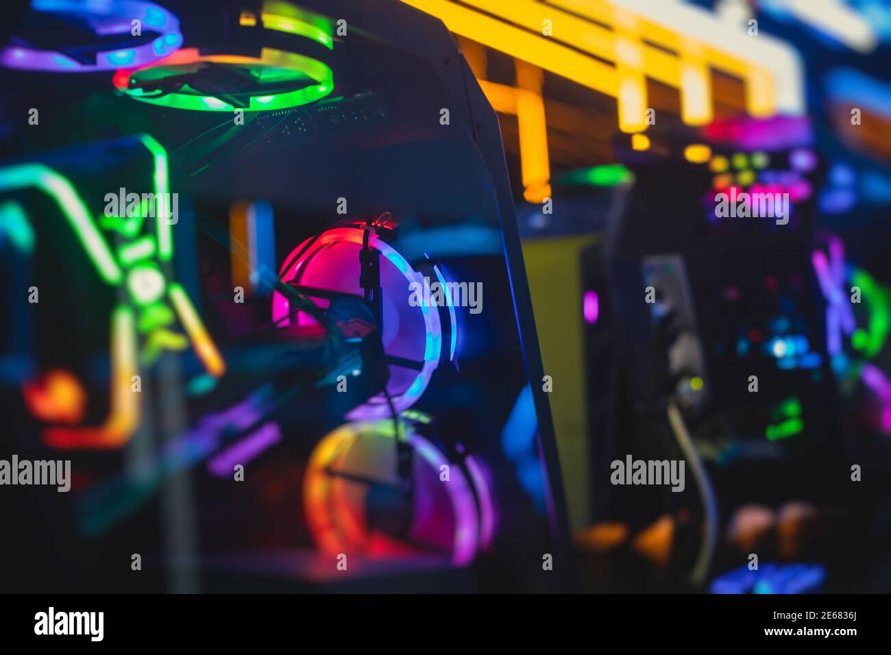 View of Gaming PC with rgb led lights, powerful high end personal ...