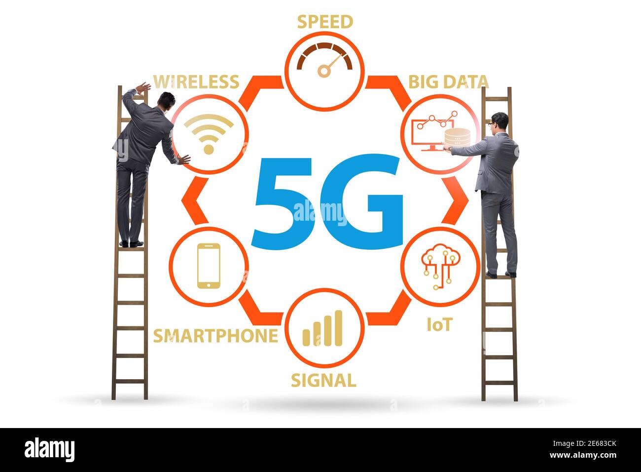 Concept of 5g fast networks with the businessman Stock Photo - Alamy