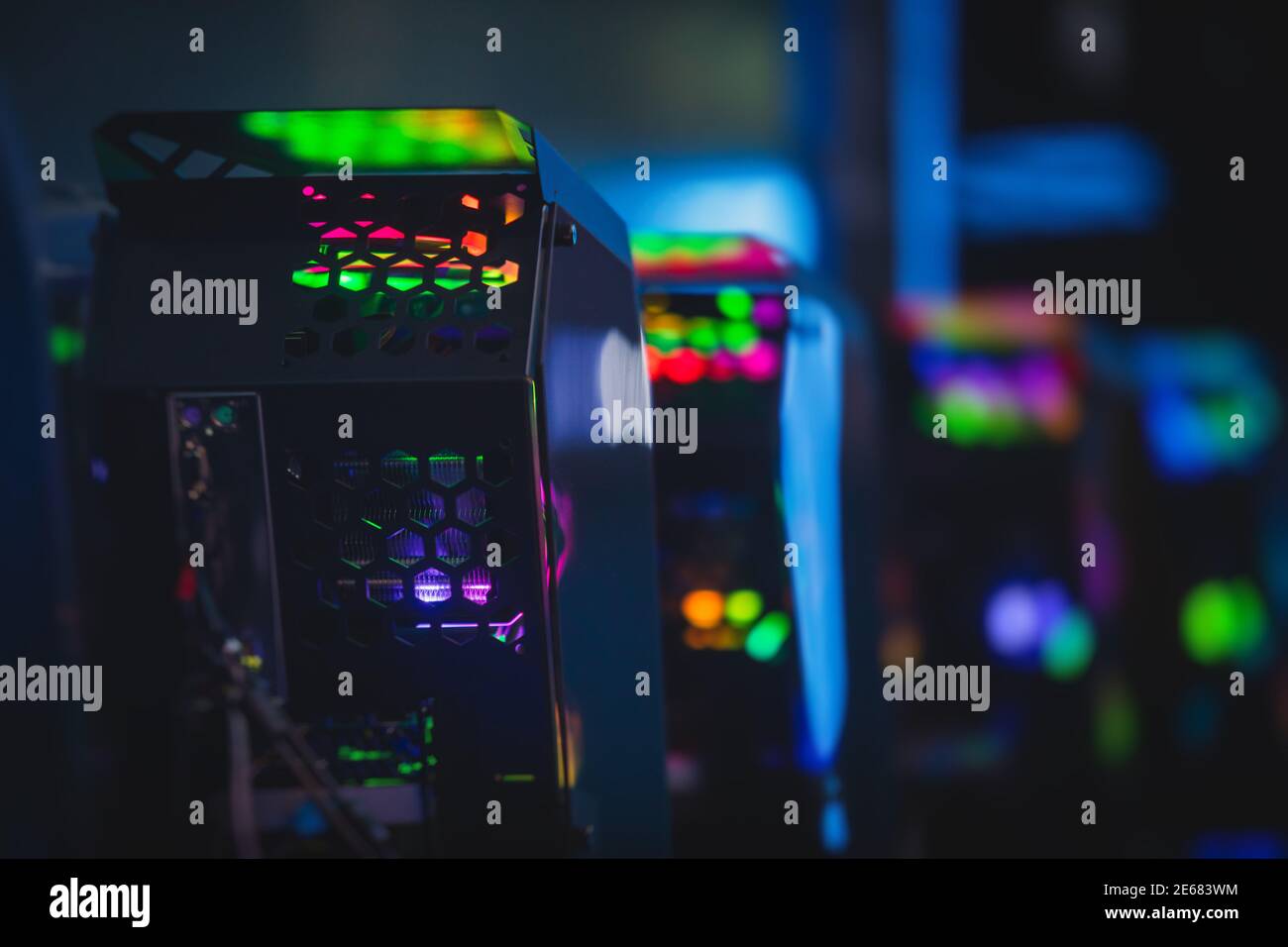 View of Gaming PC with rgb led lights, powerful high end personal ...