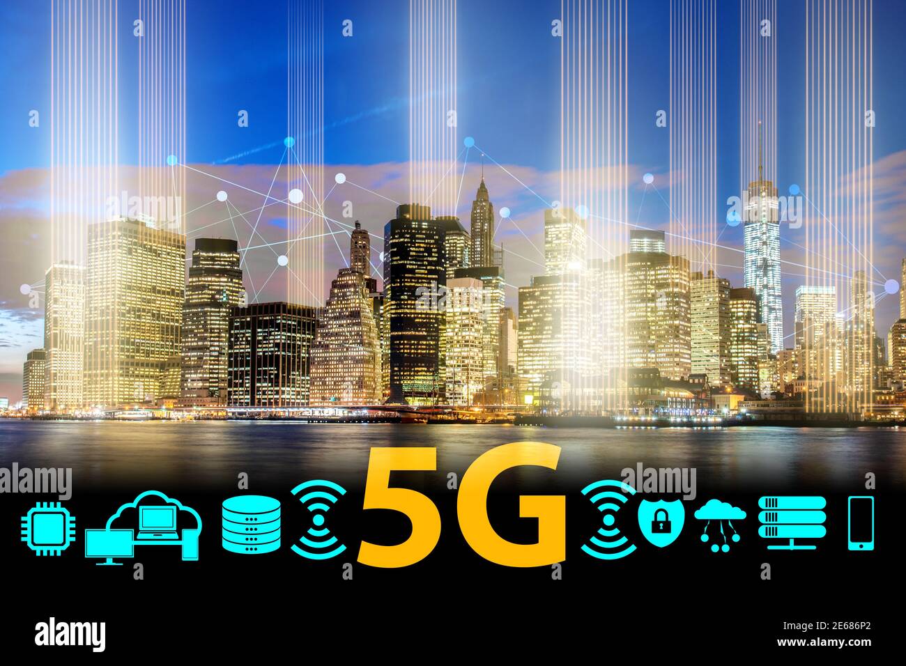 Concept of 5g networks in the large cities Stock Photo - Alamy