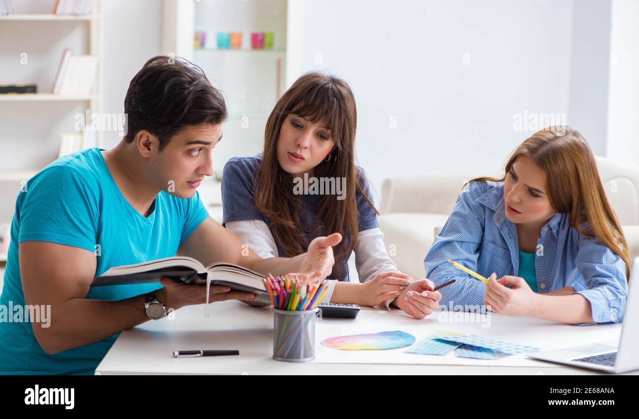 The team of designers discussing new interior project Stock Photo - Alamy