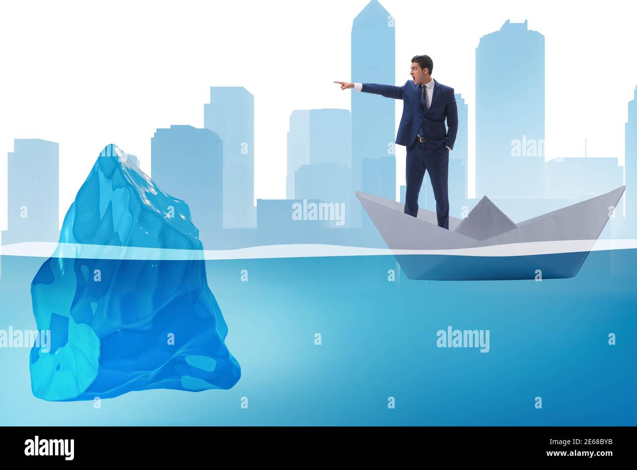 The businessman showing directions to avoid problems as iceberg Stock ...