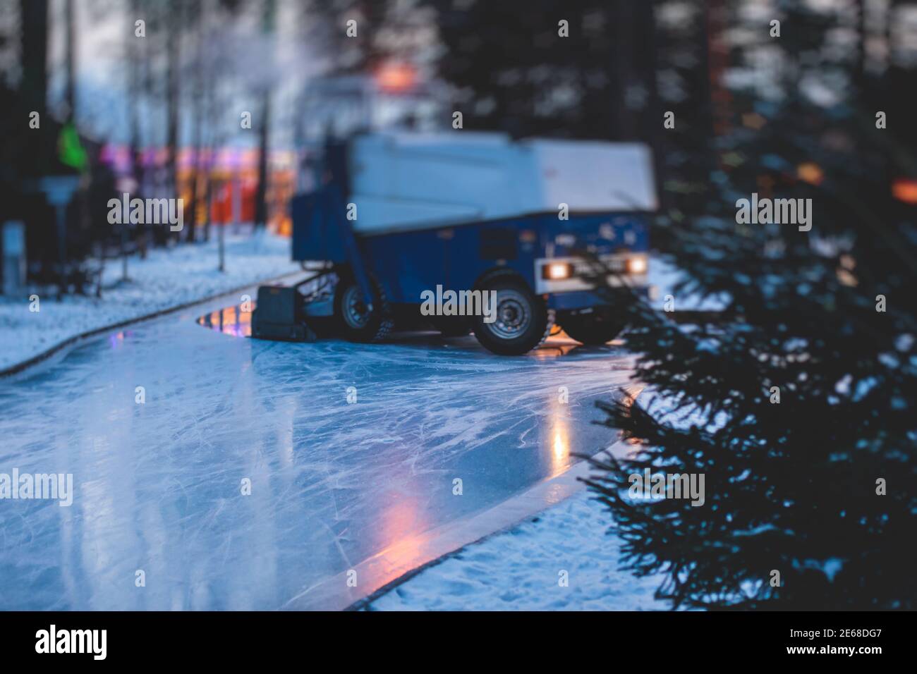 An ice resurfacing machine, ice resurfacer on a ice rink, resurfacing ...