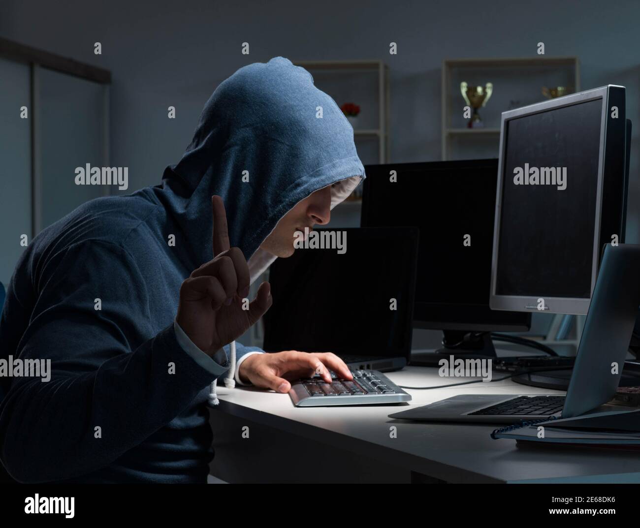 The hacker hacking computer at night Stock Photo - Alamy