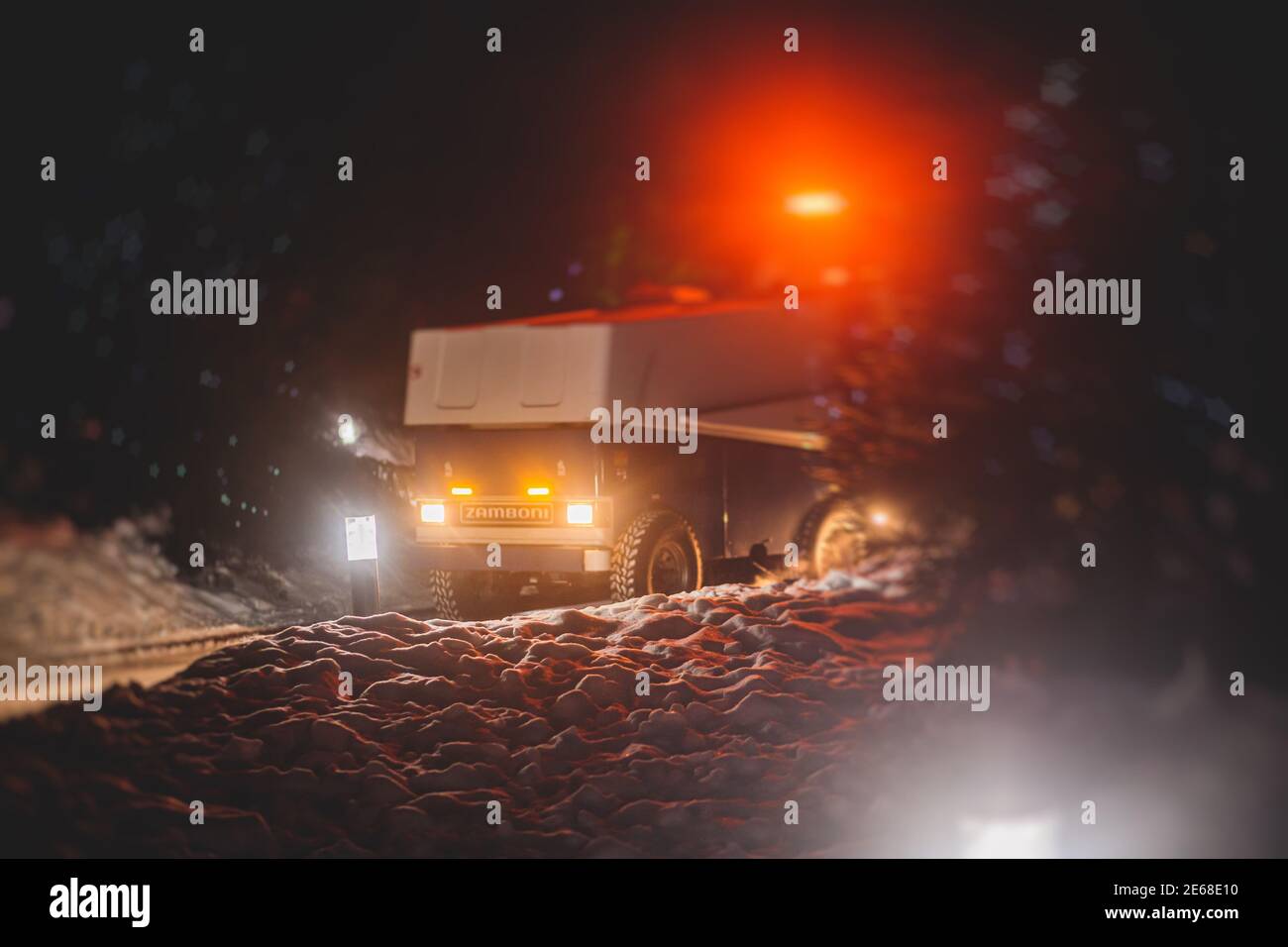 An ice resurfacing machine, ice resurfacer on a ice rink, resurfacing ...