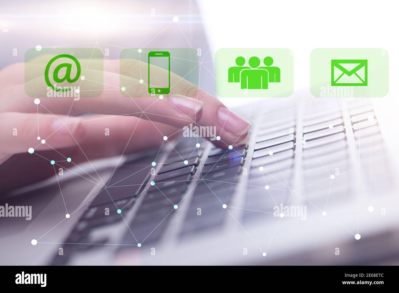 Communication concept with the key contact means Stock Photo - Alamy