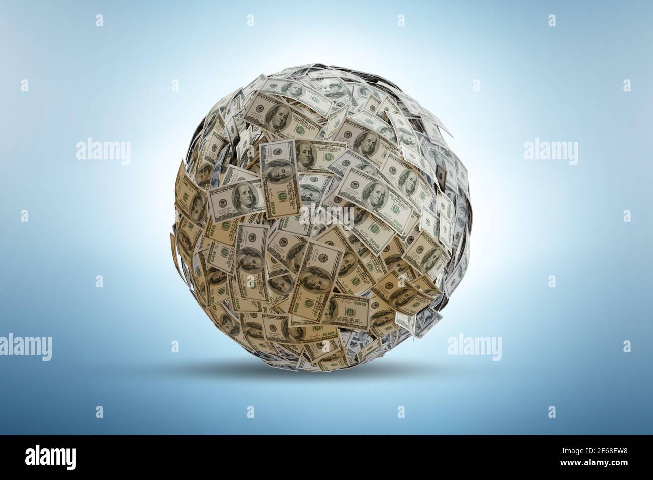 Dollar ball with the banknotes - 3d rendering Stock Photo - Alamy
