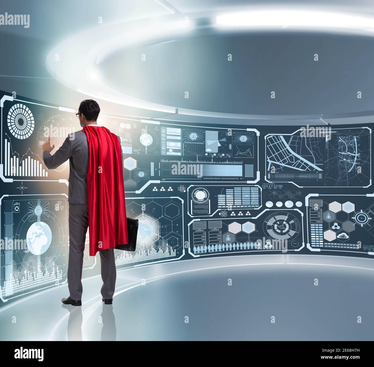 The superhero in data management concept Stock Photo - Alamy